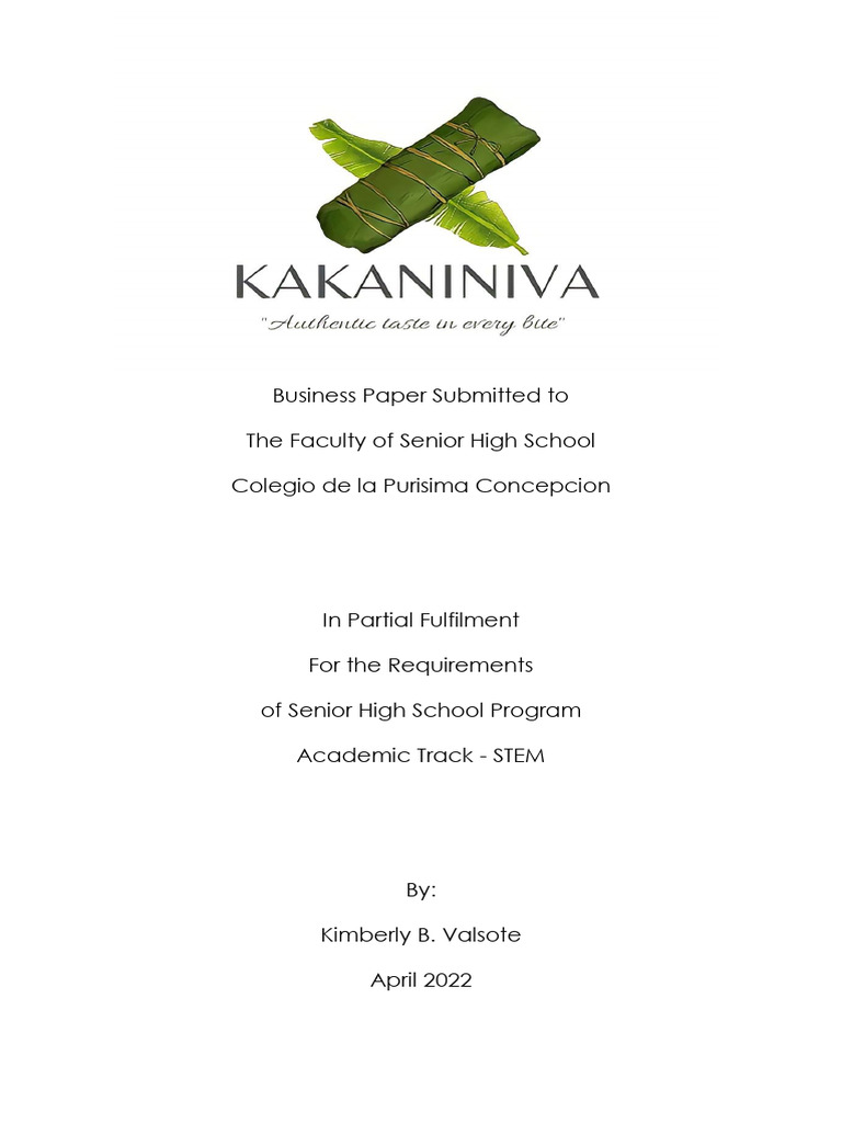Business Plan Title Page Example | PDF