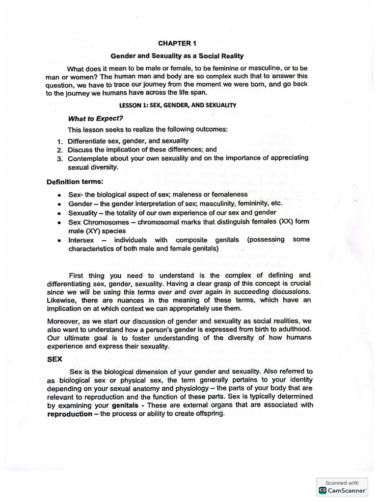 Chapter 1 Differentiating Gender And Sex Pdf