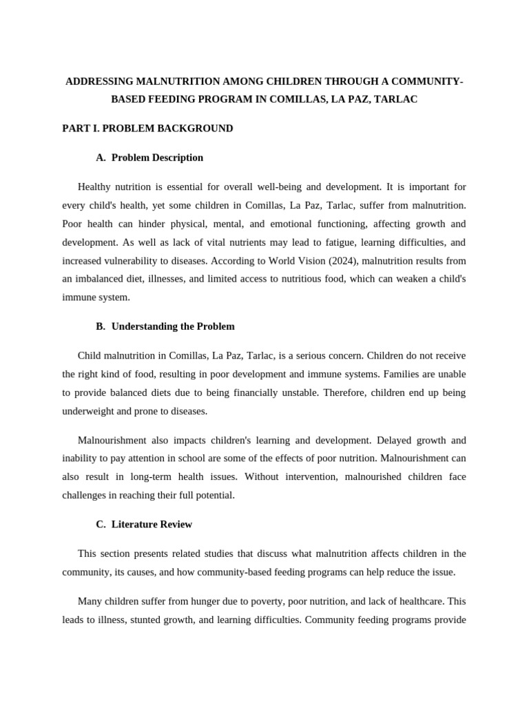 Addressing Malnutrition Among Children Through A Community Based ...