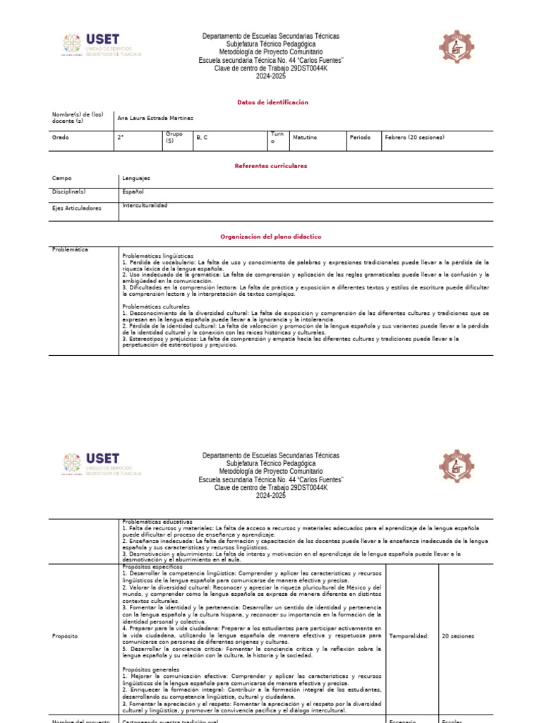 Planificación Tec. 44 | PDF | Enseñando | Aprendizaje
