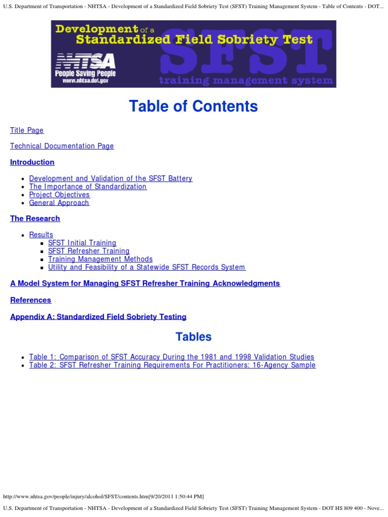 NHTSA - SFST | Drunk Driving In The United States | Driving Under The ...