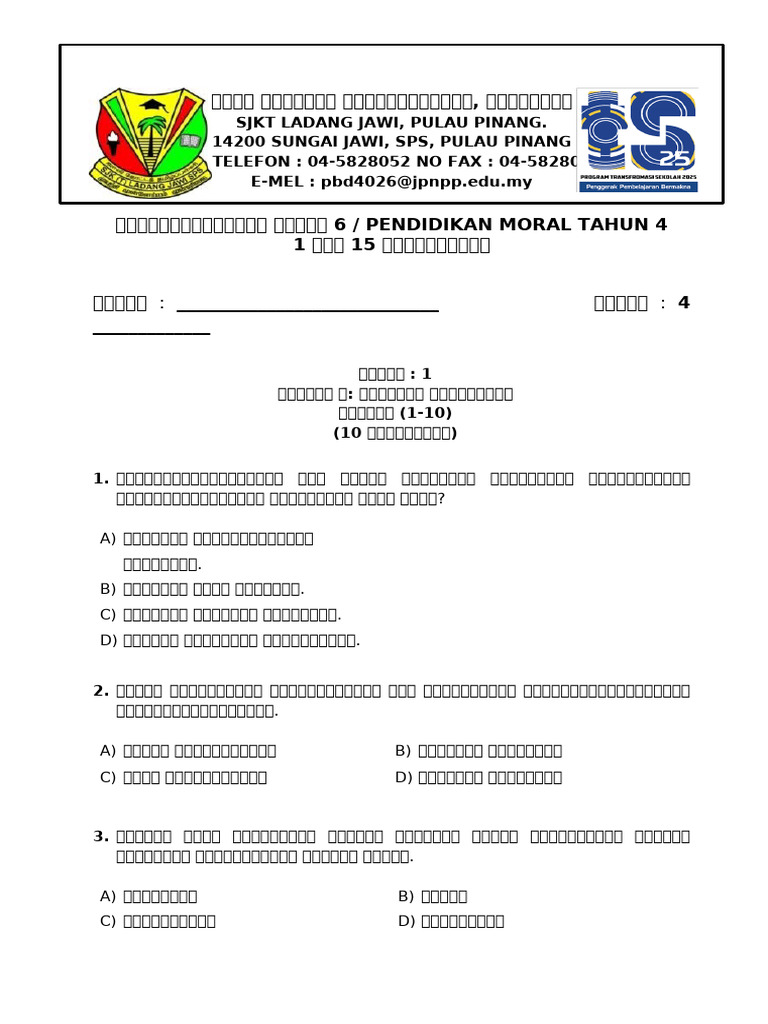 Kertas UASA PM (T4) 2024 | PDF