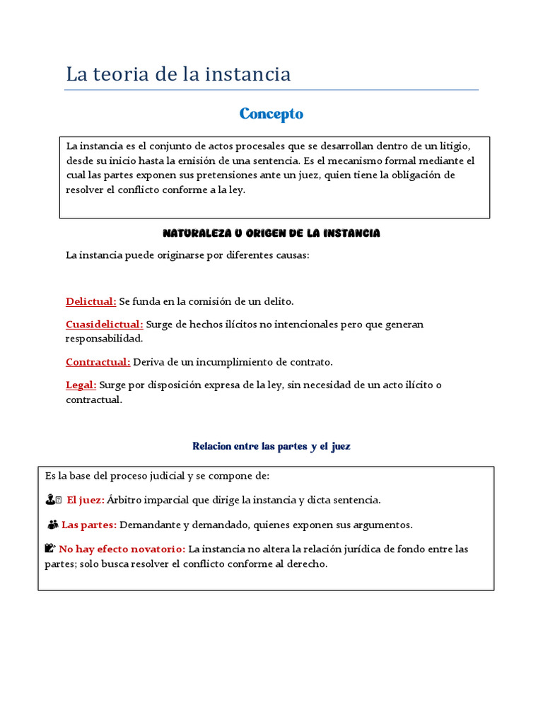 La Teoria de La Instancia Apuntes Yassiel | PDF | Demanda judicial ...