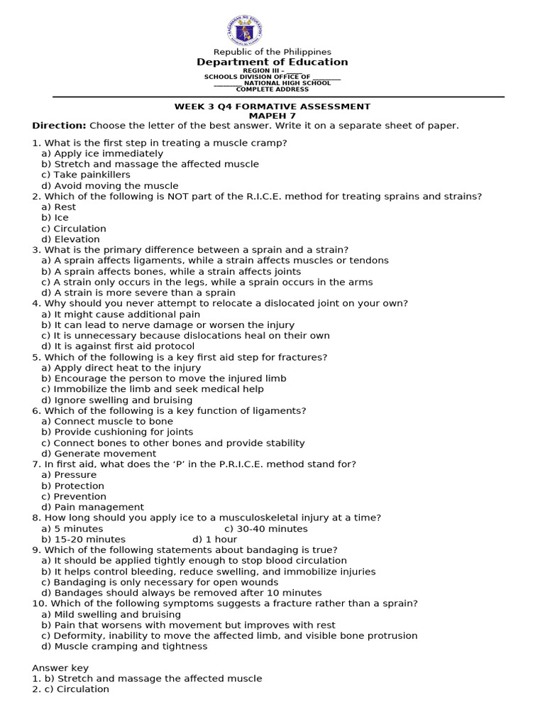Peh Formative Assessment w3 d5 q4 | PDF | Musculoskeletal System | Diseases And Disorders