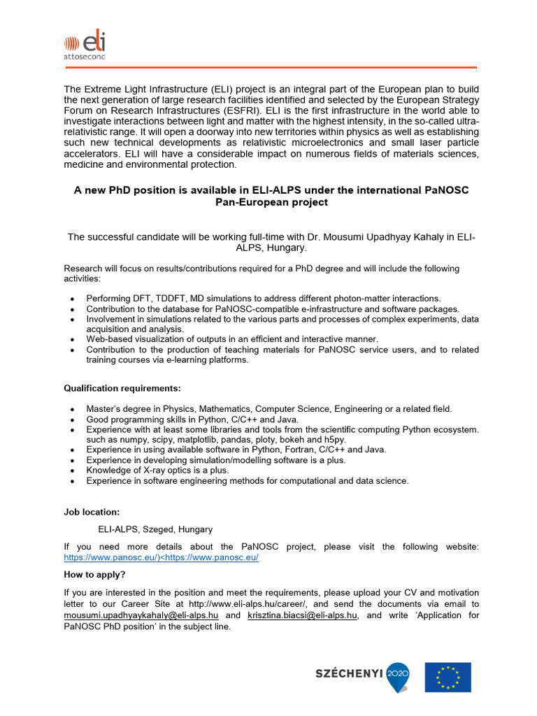 PHD Student For PaNOSC Project - Final - Eng | PDF | Computing