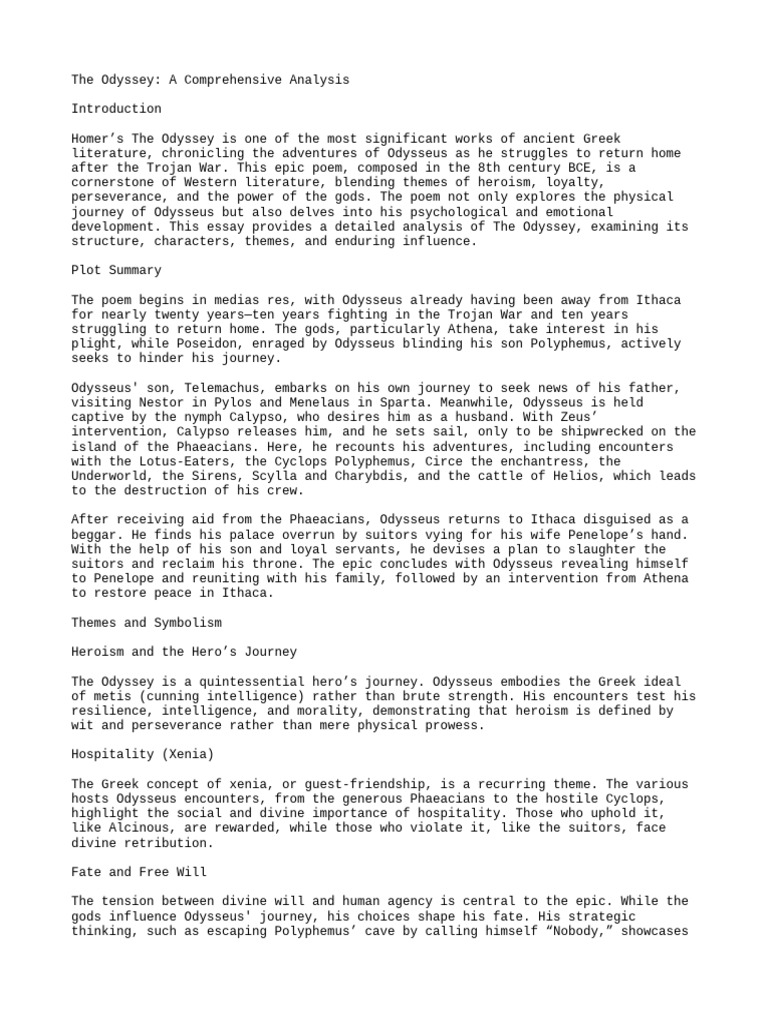 Analysis of Homer's The Odyssey | PDF | Odyssey | Odysseus