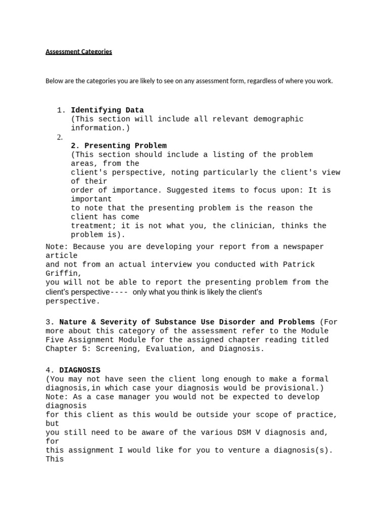 Assessment Categories SAB 125 | PDF | Medical Diagnosis | Evaluation