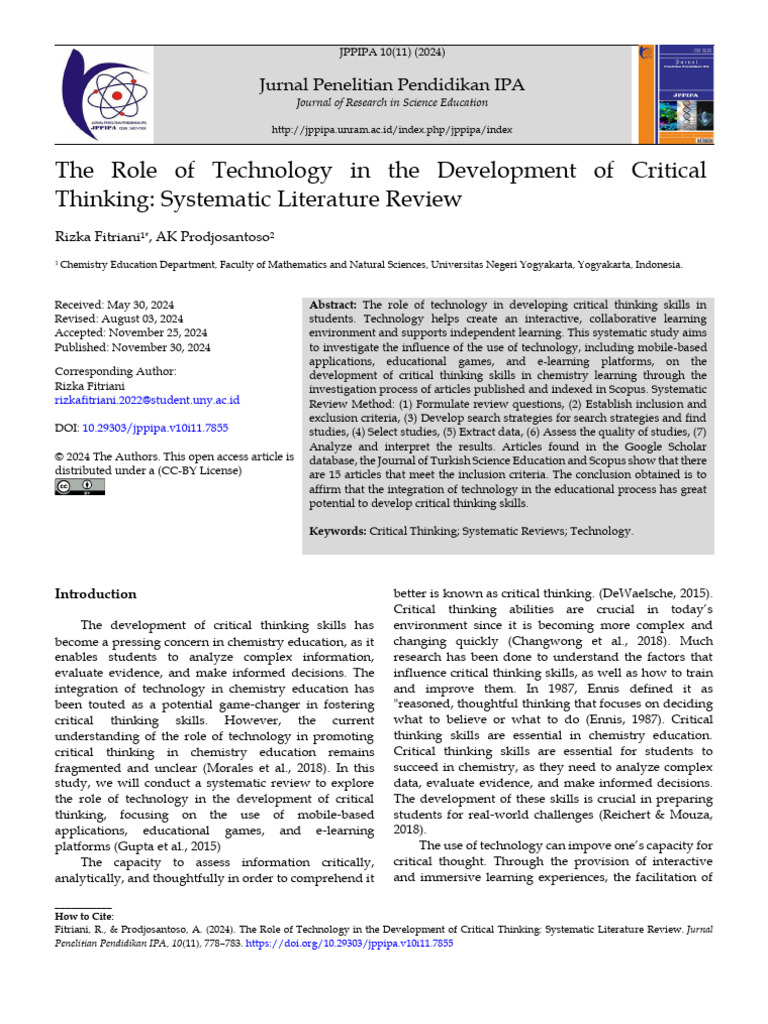 Technology's Impact on Critical Thinking | PDF | Critical Thinking ...