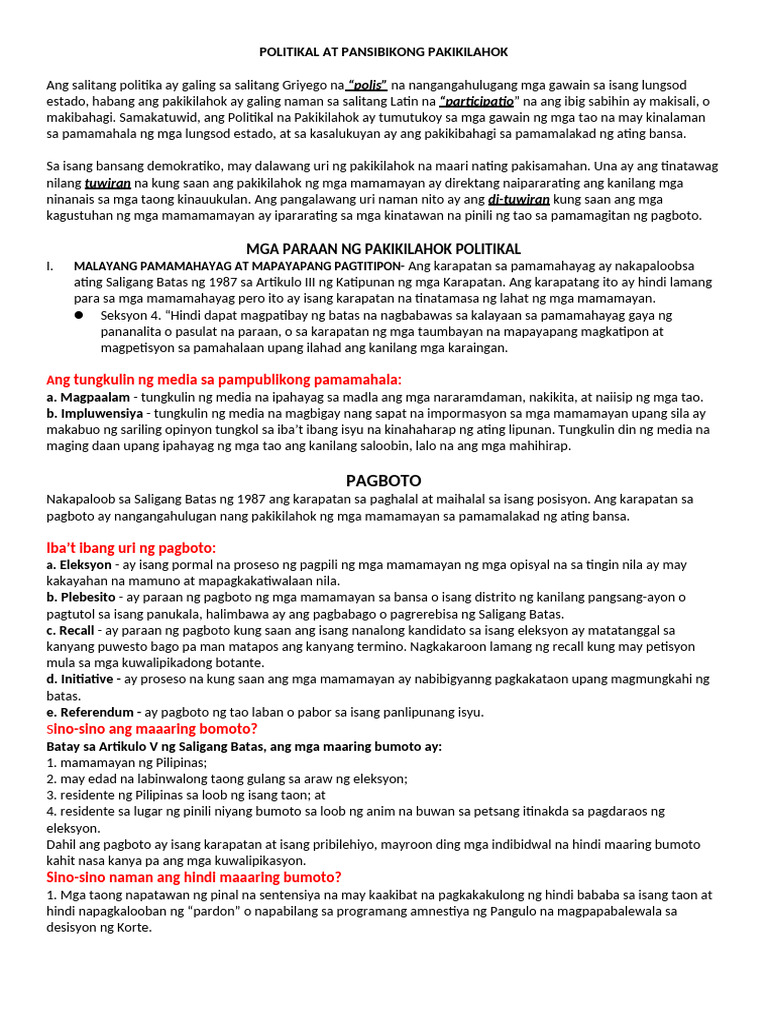 Politikal at Pansibikong Pakikilahok | PDF