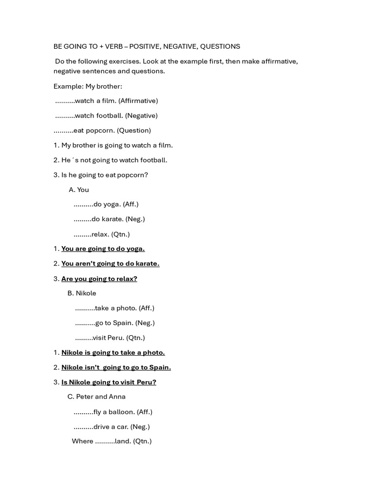 Be Going To Homework | PDF