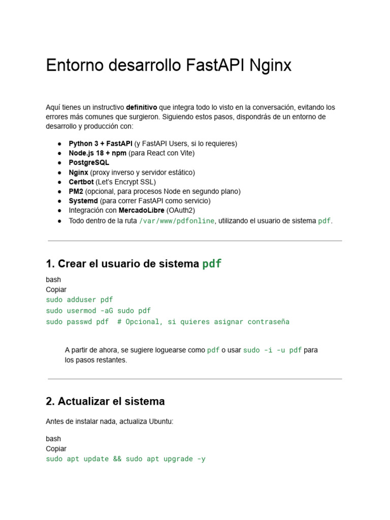 Entorno desarrollo FastAPI Nginx | PDF | Postgre Sql | Transport Layer Security