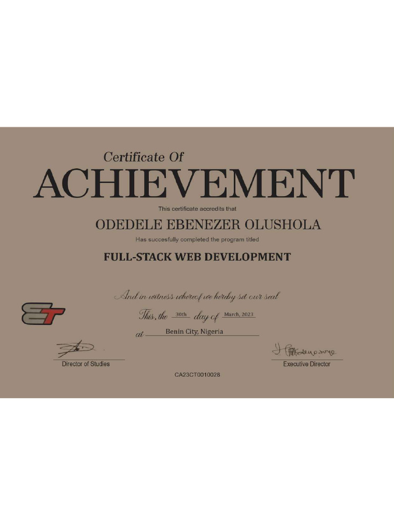 Full Stack Certification | PDF