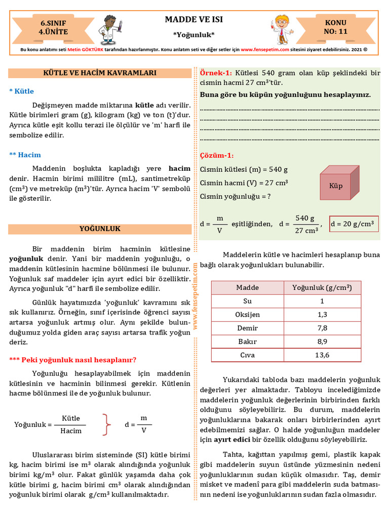 6.sinif Fen Bilimleri 4.unite Konu Ozeti | PDF