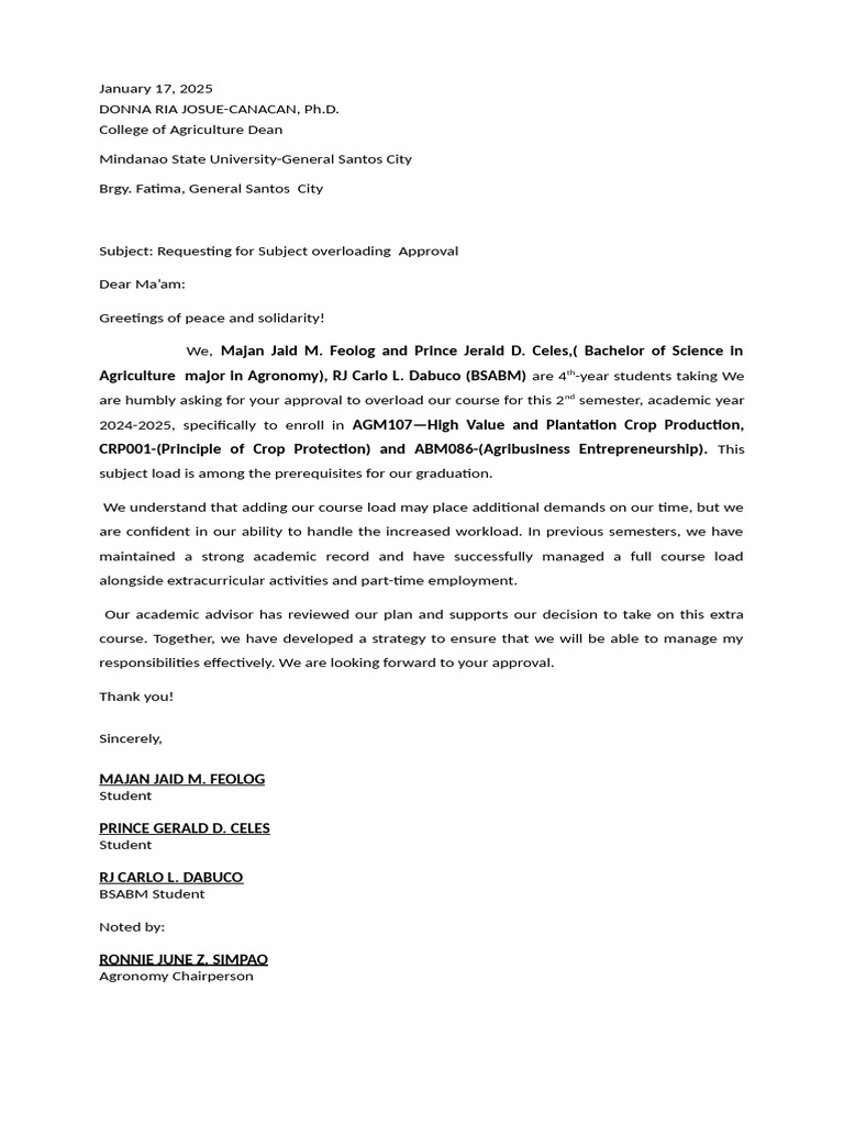 Majan Overload Letter | PDF