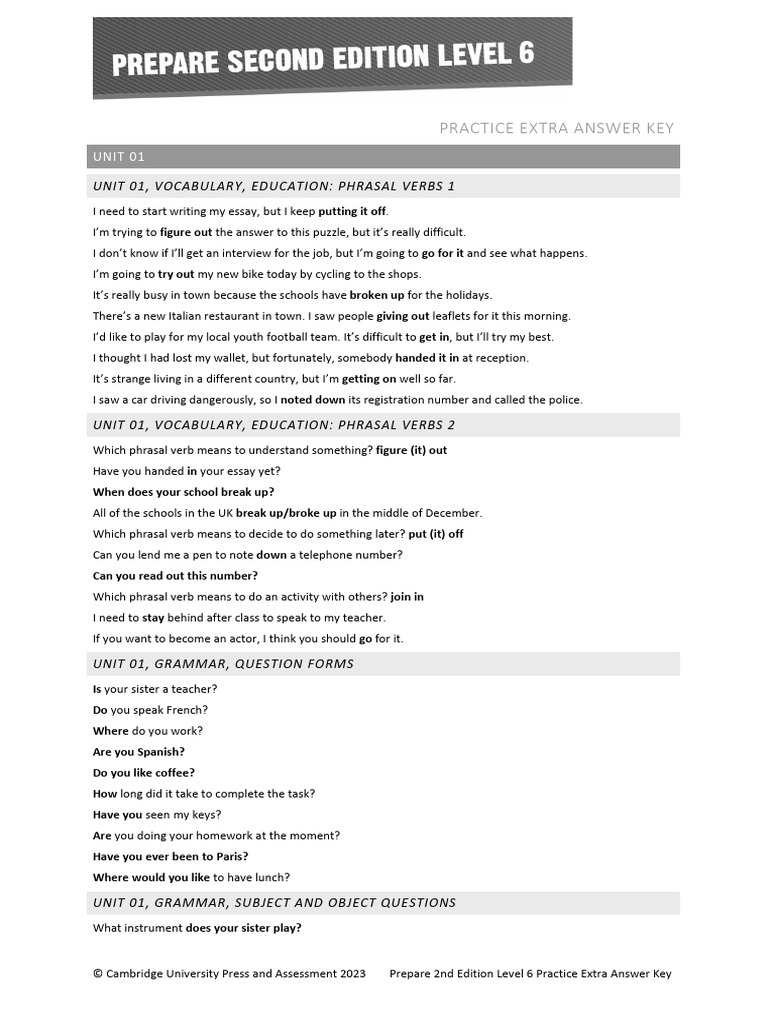 Prepare Level 6_Practice Extra Answer Key | PDF | Credit Card | Automated Teller Machine