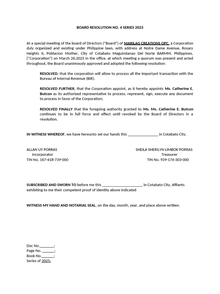 Board Resolution | PDF