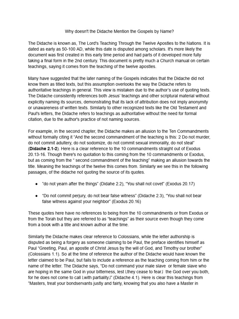 Didache and The Gospel of The Lord | PDF | Ten Commandments | Abrahamic ...