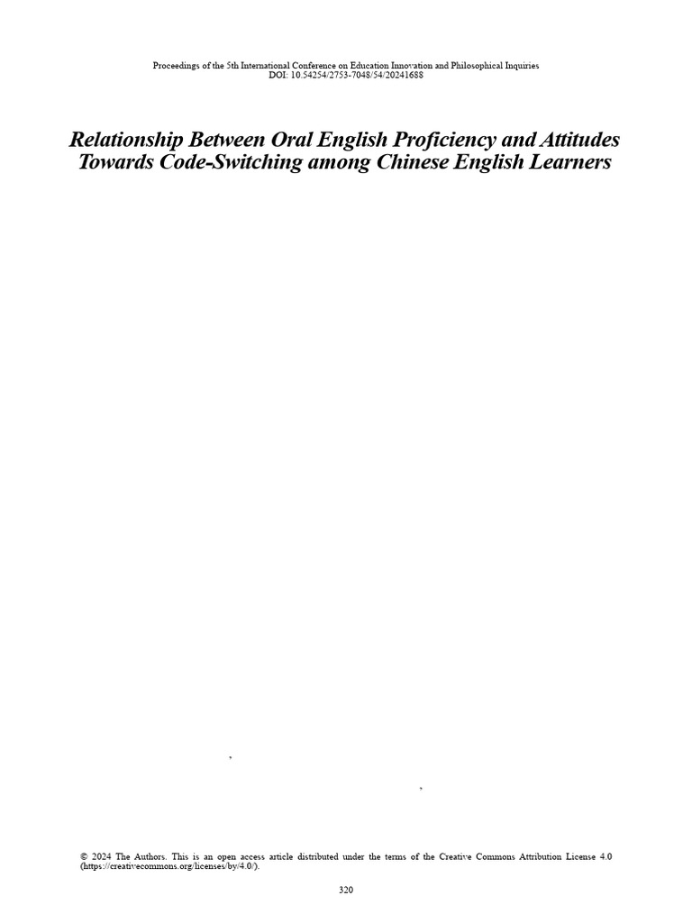 Oral English Proficiency and Code-Switching | PDF | Multilingualism ...
