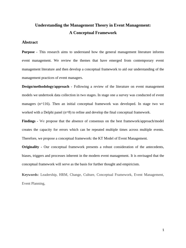 Event Management Theory Framework | PDF | Survey Methodology | Methodology
