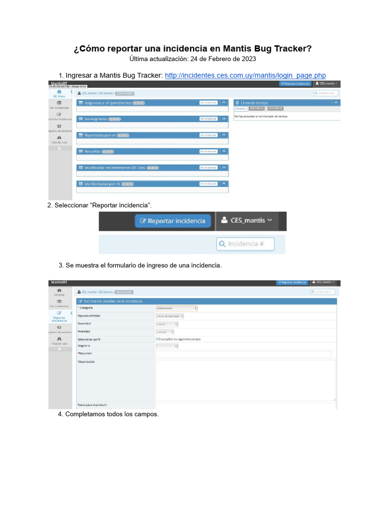 ¿Cómo reportar una incidencia en Mantis Bug Tracker_ | PDF