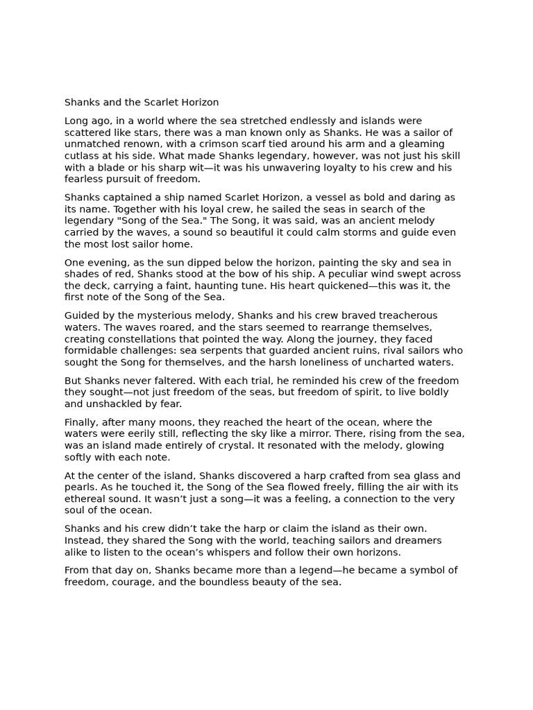 Shanks and the Song of the Sea | PDF