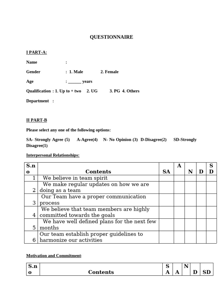 Group Dynamics Questionnaire | PDF | Team Building | Industrial And ...