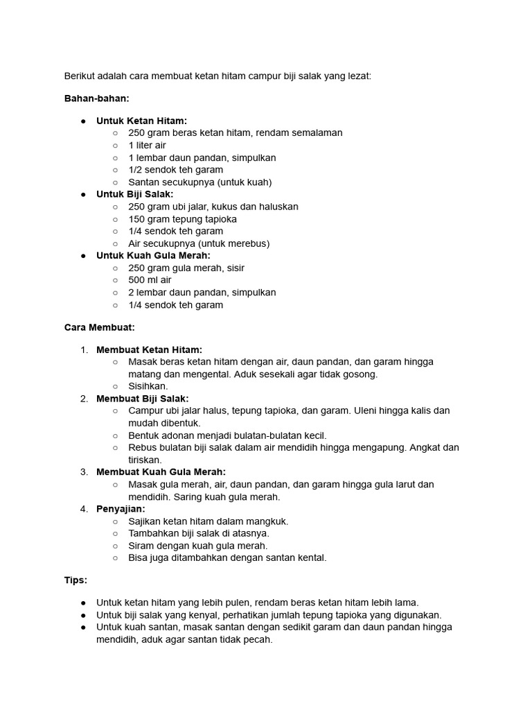 ketan hitam campur biji salak | PDF