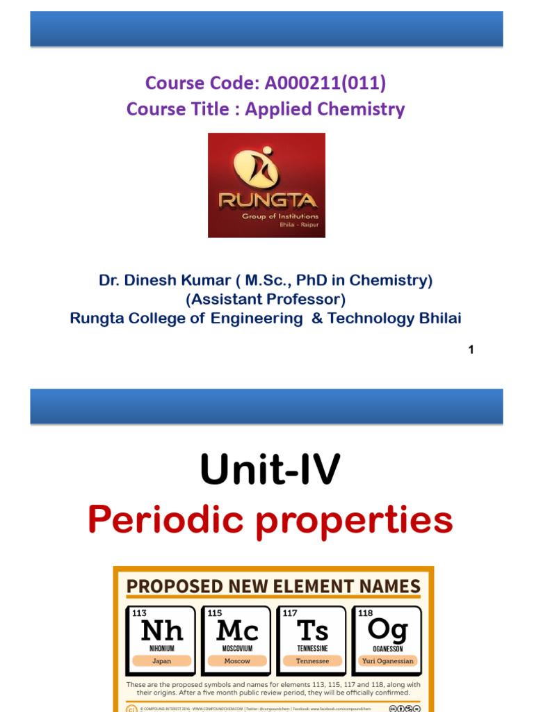 Unit IV Periodic Properties Part 1 | PDF | Ion | Atoms