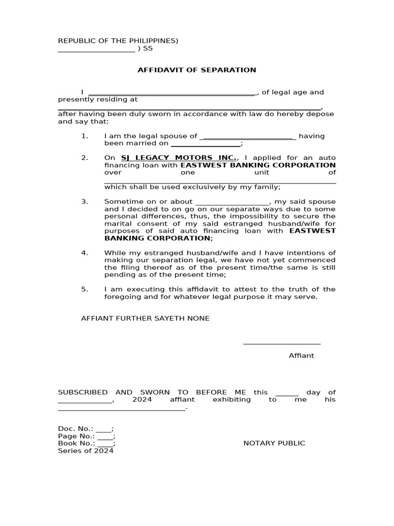 Affidavit of Separation in the Philippines | PDF