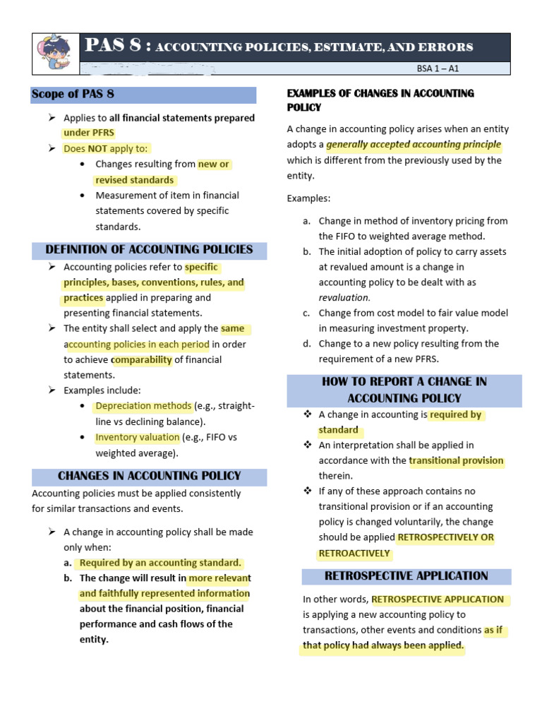 PAS 8: Accounting Policies & Changes | PDF | Fair Value | Accounting