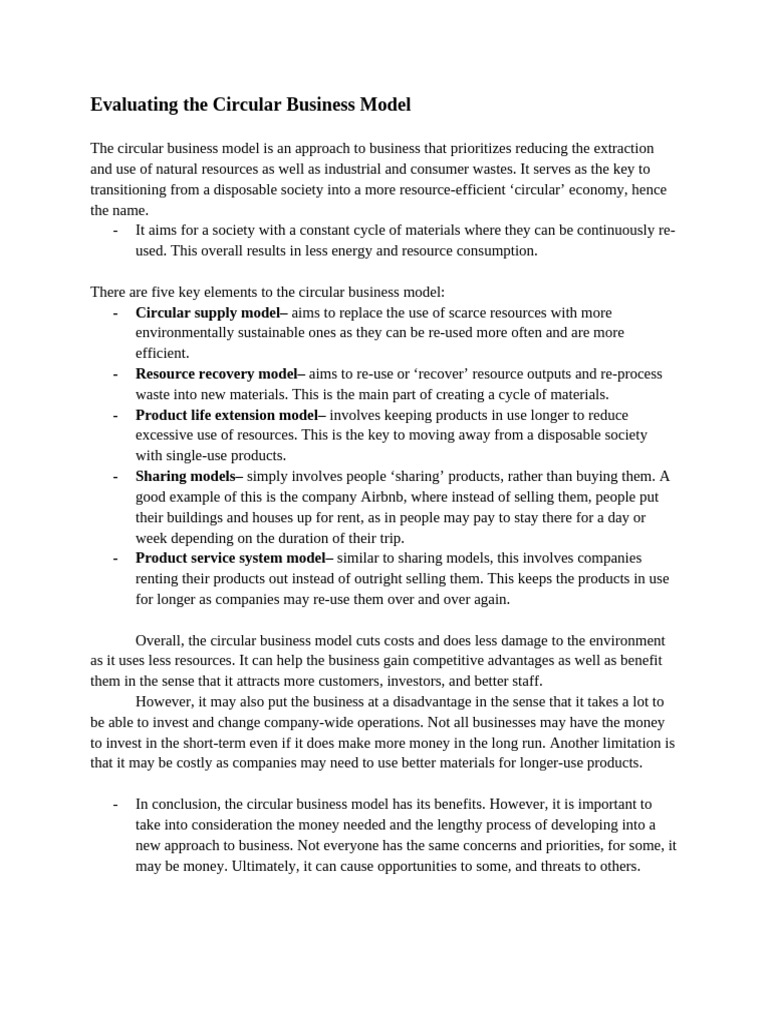 Evaluating The Circular Business Model | PDF | Sustainable Development ...
