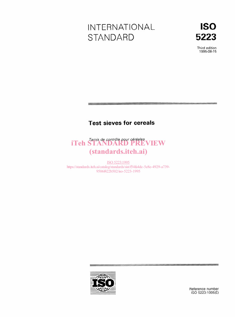 ISO-5223-1995 For Cereals | PDF | International Organization For Standardization