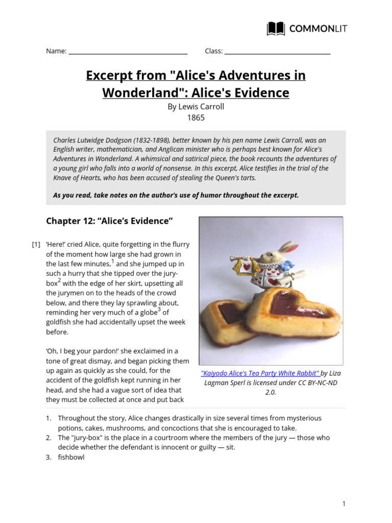 Excerpt From Quot Alice's Adventures in Wonderland Quot Alice's ...
