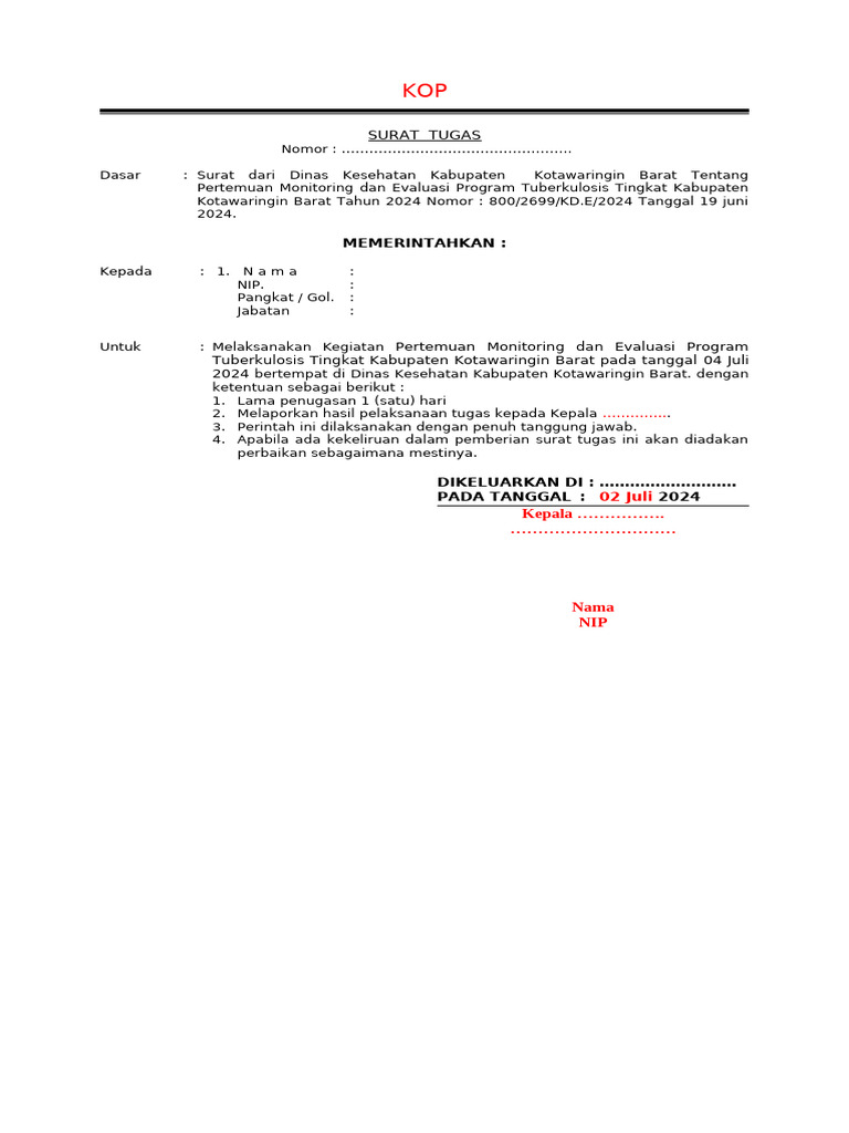 CONTOH ST MONEV Ok | PDF