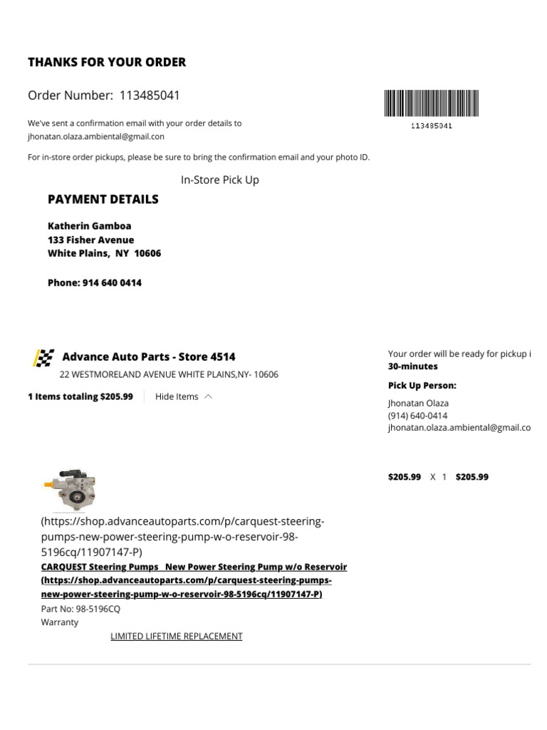 Order Confirmation - Advance Auto Parts | PDF | Vehicle Technology ...