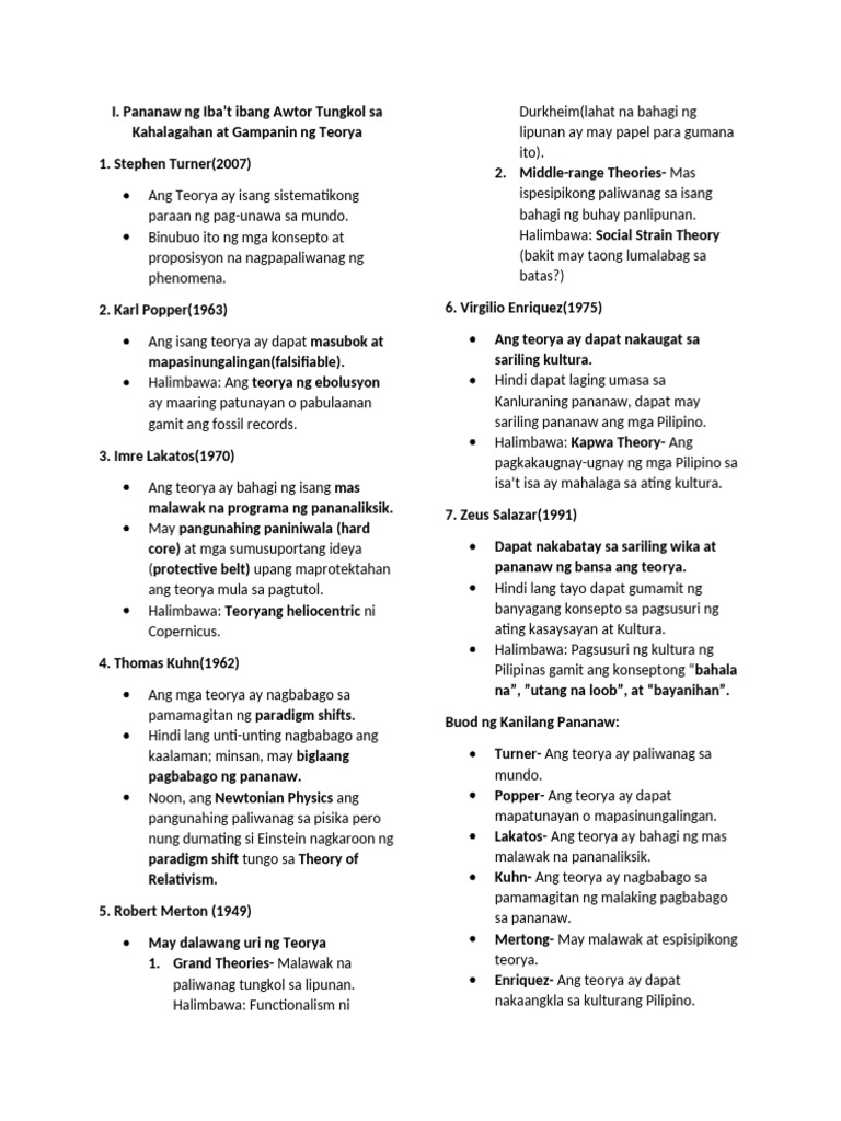 Teorya at Mga Teoryang Pampanitikan | PDF