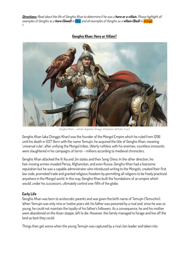 Genghis Khan - Hero or Villain '24 | PDF | Genghis Khan | Mongol Empire