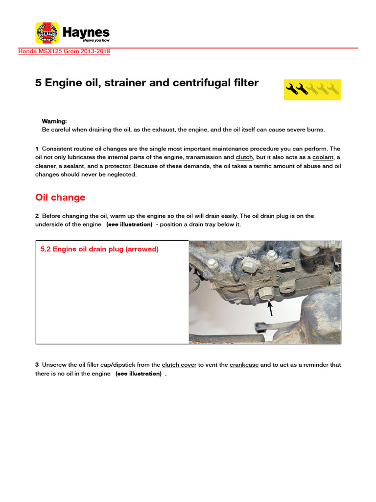 1 Routine Maintenance and Servicing 5 Engine Oil, Strainer and ...