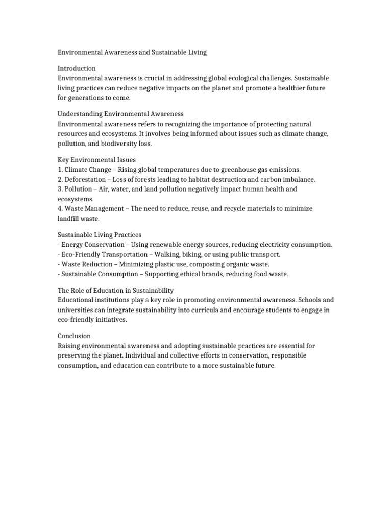Environmental Awareness | PDF