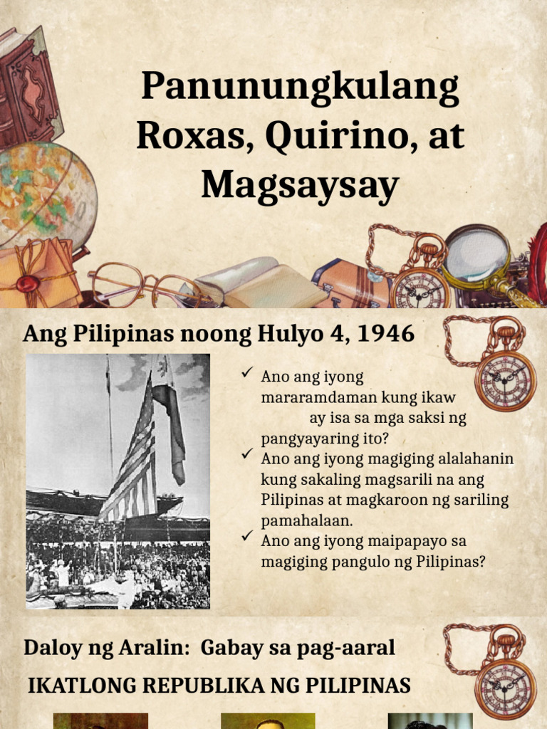 PANUNUNGKULANG ROXAS, QUIRINO, AT MAGSAYSAY | PDF