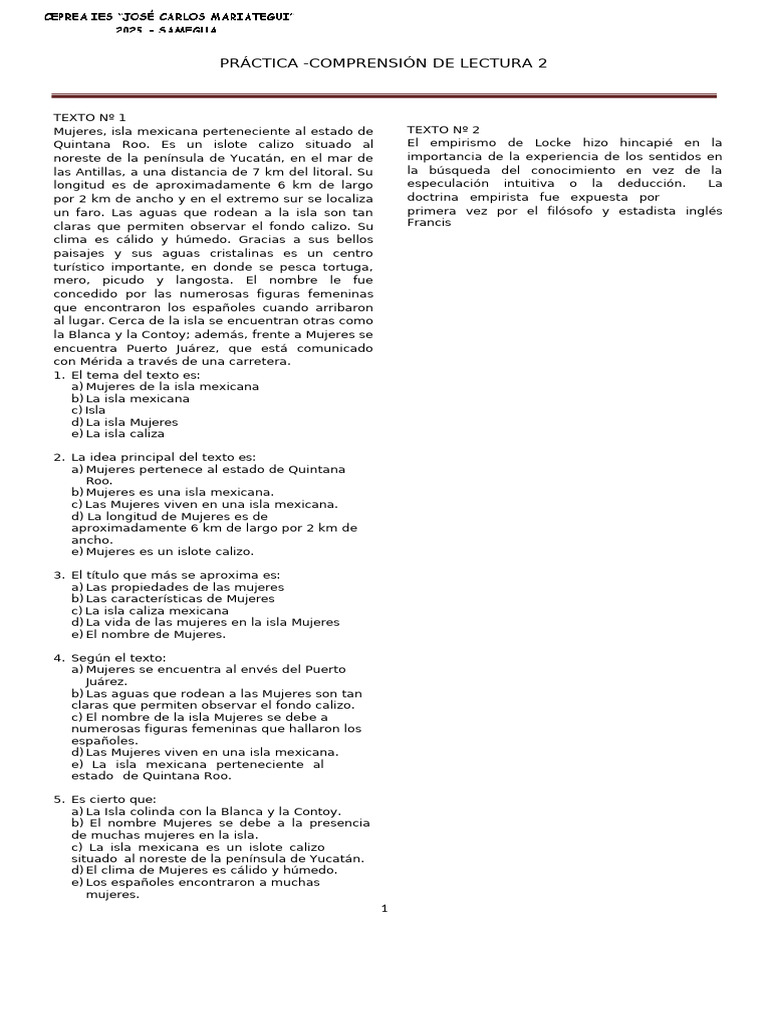 Práctica Comprensión Lectora 2 - R | PDF | Immanuel Kant | Planeta mercurio)