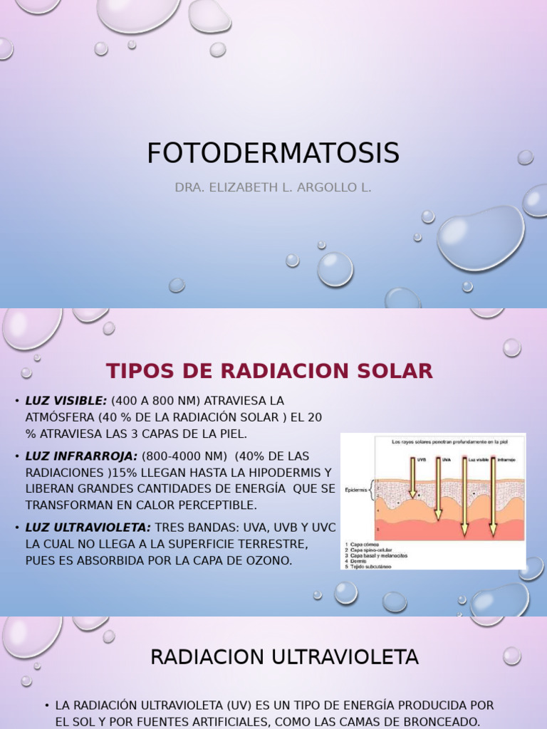 tema 2 FOTODERMATOSIS | PDF | Ultravioleta | Radiación