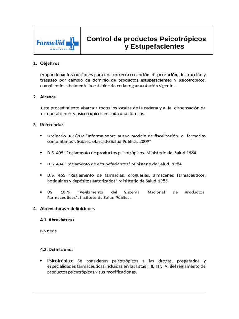 Control de Psicotrópicos y Estupefacientes | PDF | Prescripción médica ...