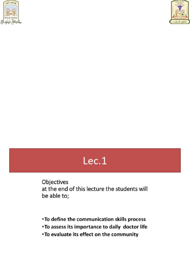 Communication Skills Lec.1 | PDF