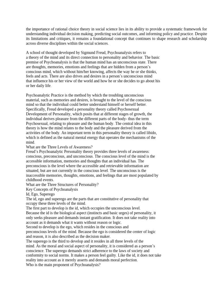 The Importance of Rational Choice Theory in Social Science Lies in Its ...