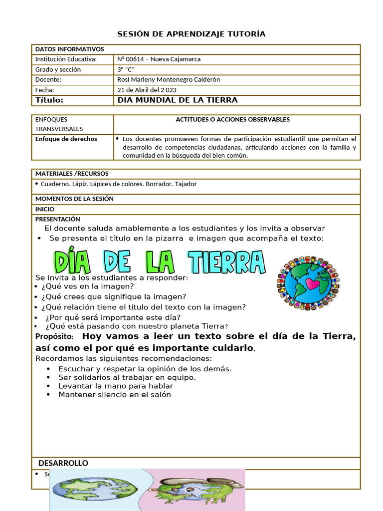 Celebración del Día de la Tierra | PDF | Aprendizaje | Enseñando