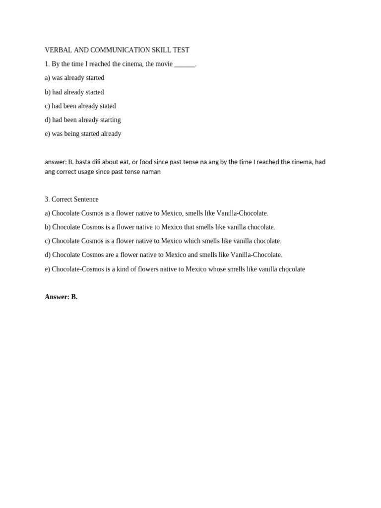 Verbal and Communication Skills Test | PDF | Justice | Crime & Violence