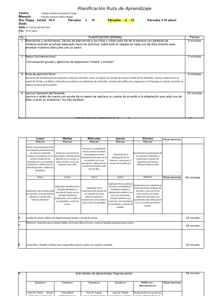 Planificacion Parvulos 2 | PDF | Educación de la primera infancia