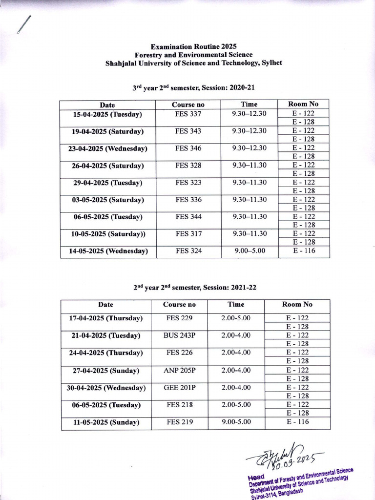 Examination Routine 2025 | PDF