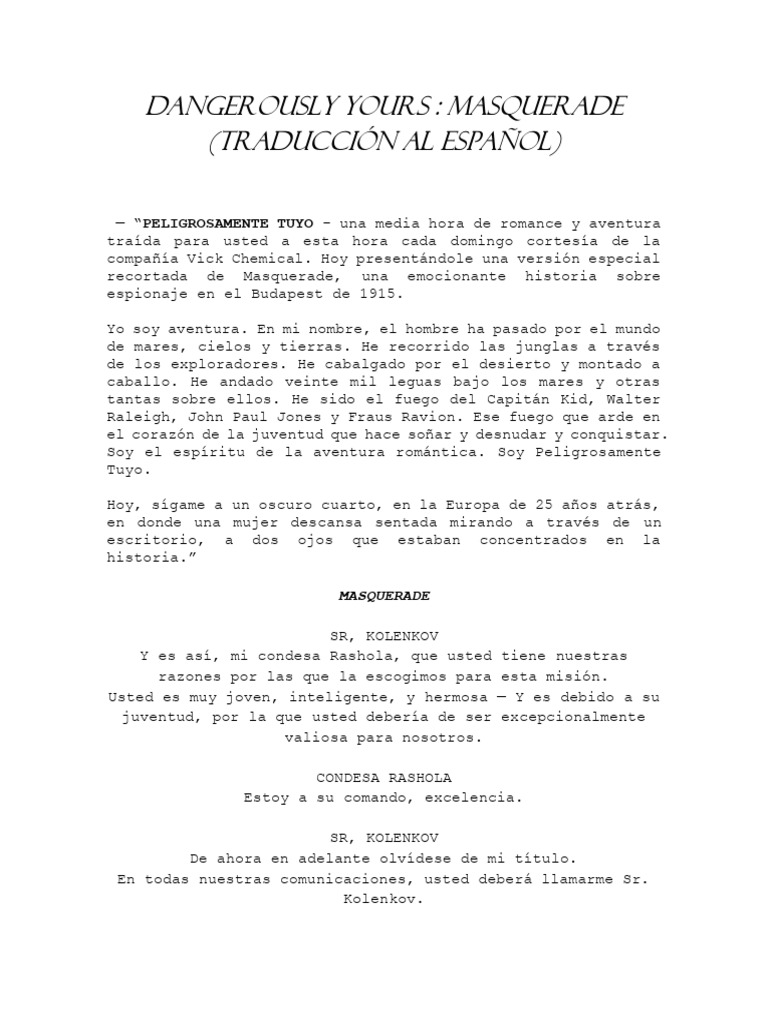 Peligrosamente Tuyo: Masquerade | PDF